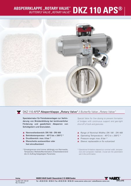 DKZ 110 APS® AbSPerrKlAPPe - Warex Valve GmbH