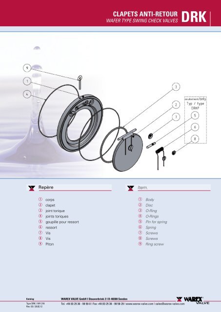 CLAPETS ANTI-RETOUR - Warex Valve GmbH