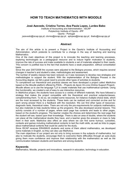 How to Teach Mathematics with Moodle