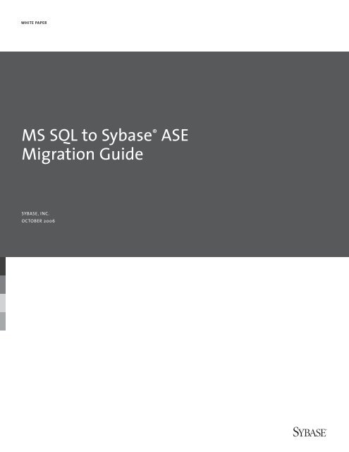 Ms Sql To Sybase Ase Migration Guide
