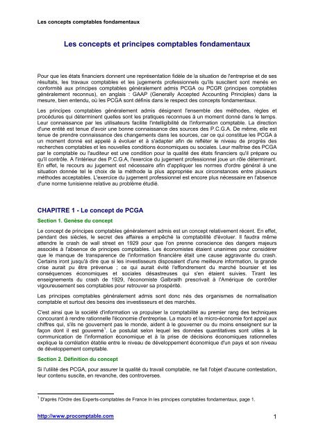 Les concepts et principes comptables fondamentaux - Procomptable ...