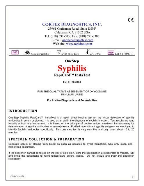 Syphilis - ELISA kits - Rapid tests