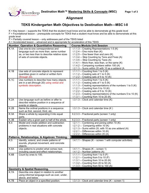 alignment-teks-kindergarten-math-objectives-to-destination-math