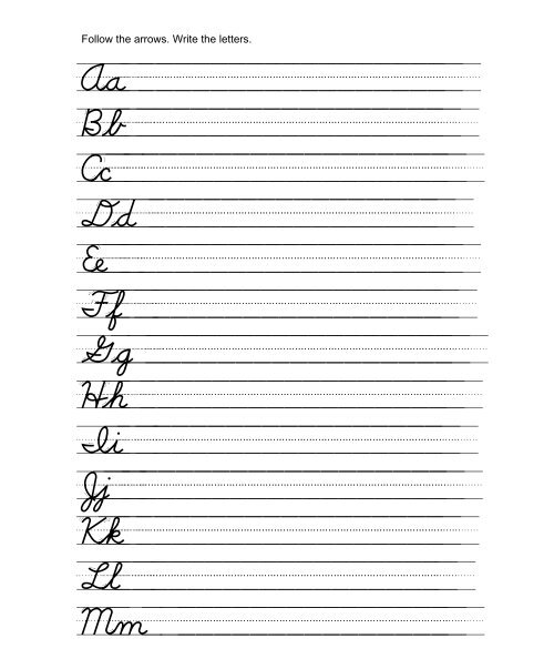 cursive hand writing practice packet - Ada Merritt K-8 Center
