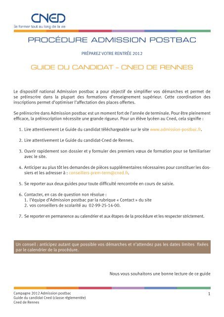 guide candidat cned.indd - Espace Inscrit