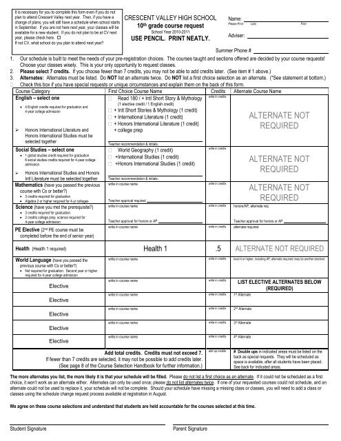 11th grade registration form front 04-05