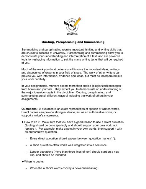 Paraphrase Quote Summarize