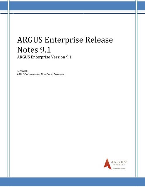 ARGUS Enterprise Release Notes 9.1 - ARGUS Software