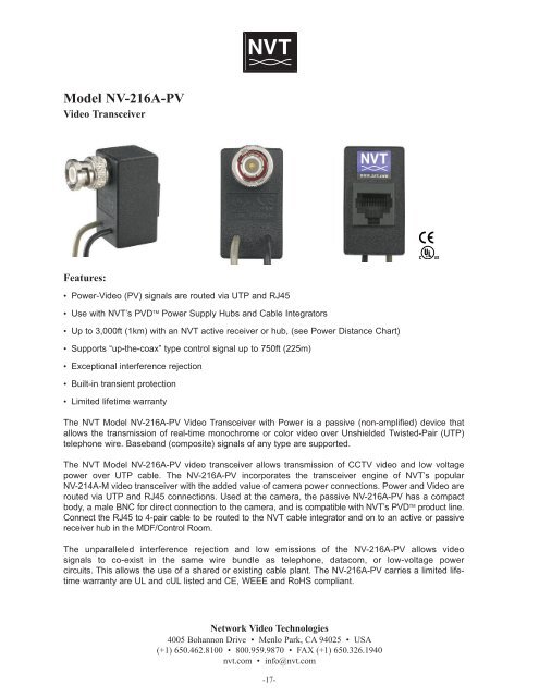 Model NV-216A-PV - CBC CCTV