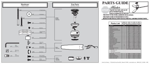 PARTS GUIDE - Hunter Fan