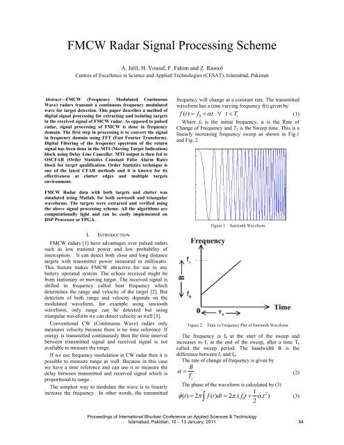 FMCW Radar Signal Processing Scheme - Ibcast FMCW Radar Signal Processing Scheme - Ibcast