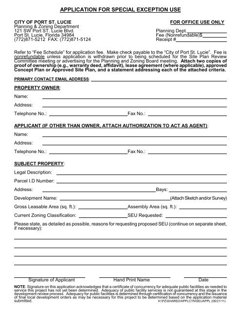 Special Exception - City of Port St. Lucie