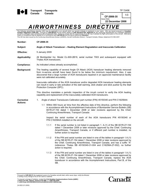 AIRWORTHINESS DIRECTIVE