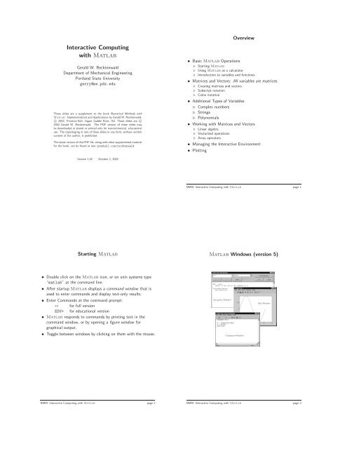 Interactive Computing with Matlab
