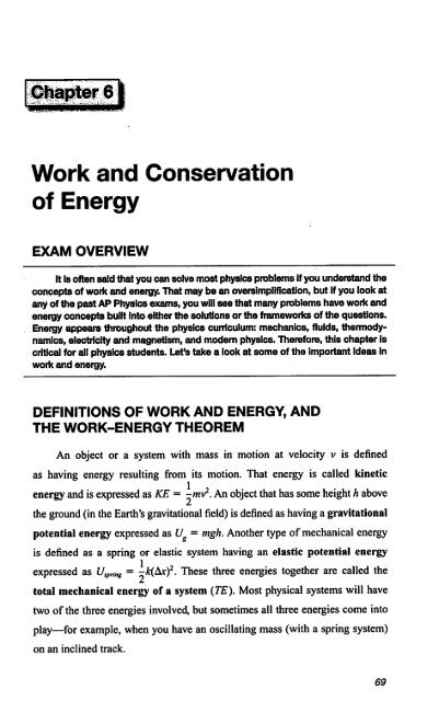 Work and Conservation of Energy