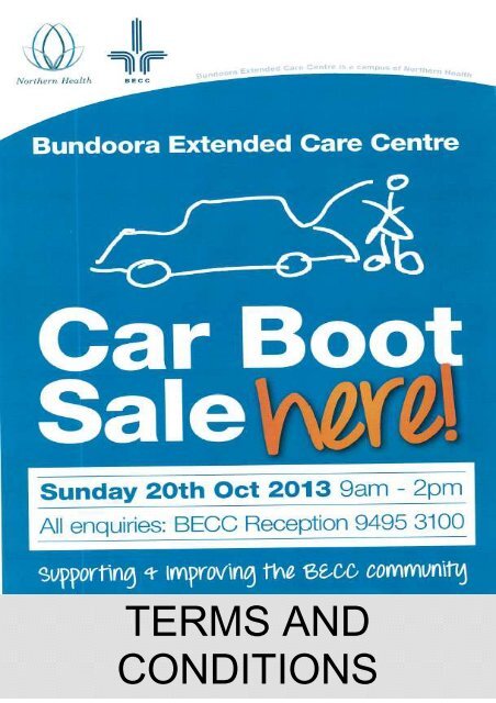Rules and Regulations for car boot sale