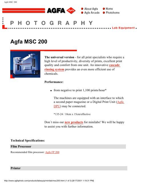 Agfa MSC 200 - AAA Imaging Solutions