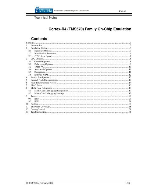 Cortex-R4 (TMS570) Family On-Chip Emulation Contents - iSYSTEM
