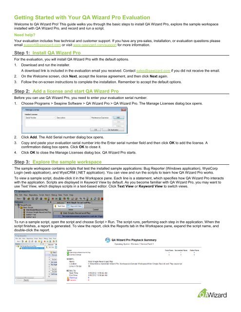 Getting Started with Your QA Wizard Pro ... - Seapine Software