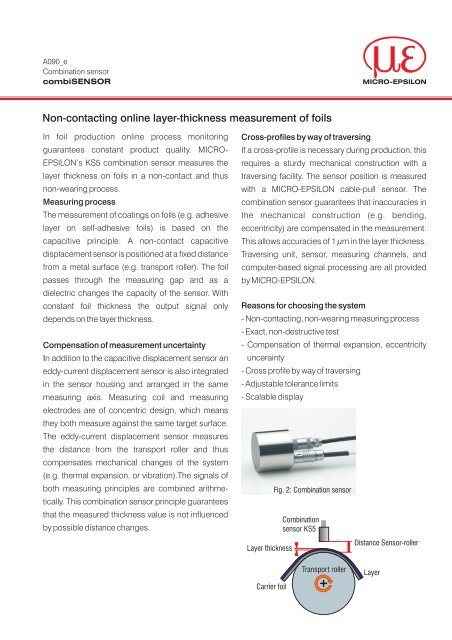 Non-contacting online layer-thickness measurement ... - Micro-Epsilon