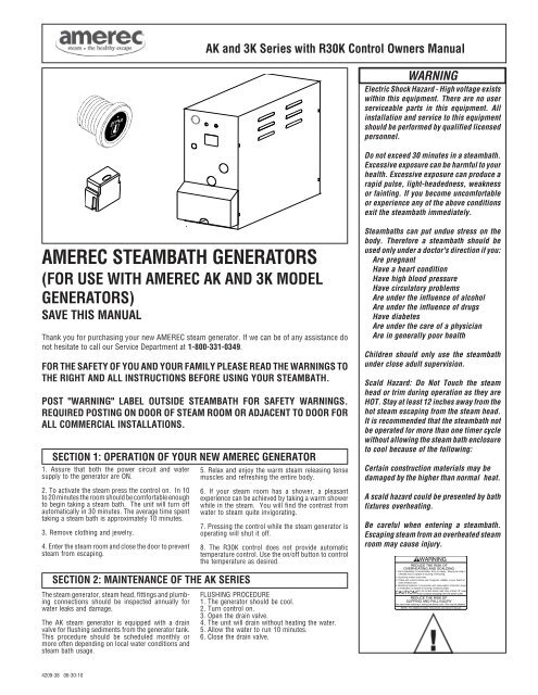 AK/3K Model with R30 Control Owners Manual - Amerec