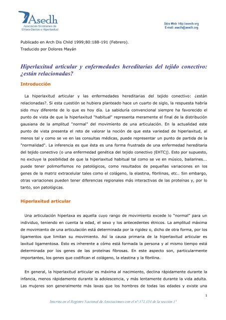 Hiperlaxitud articular y enfermedades hereditarias del tejido conectivo