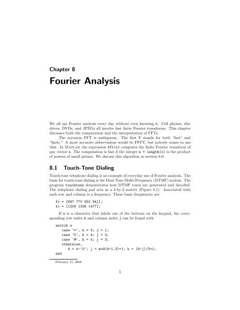 Chapter 8 Fourier Analysis - MathWorks