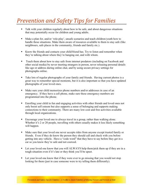 Prevention and Safety Tips for Families Final - Ka Ni Kanichihk