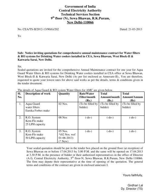 Notice inviting quotations for comprehensive annual maintenance ...