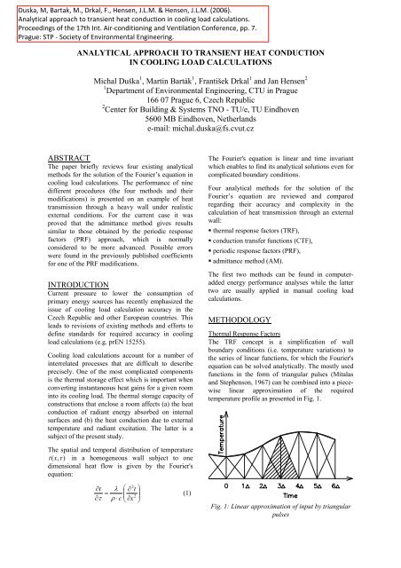 Analytical Approach To Transient Heat Conduction In