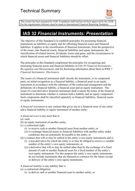 IAS 32 Financial Instruments - CAalley.com