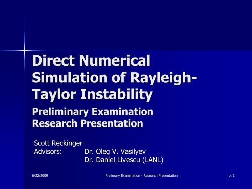 Direct Numerical Simulation of Rayleigh-Taylor Instability [PDF]