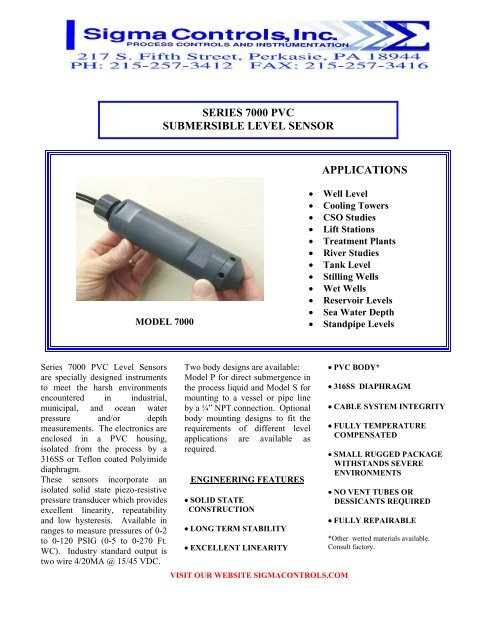 Download Sigma 7000 PVC Submersible Level ... - Proflow Systems