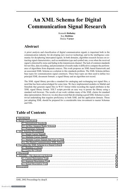 An Xml Schema For Digital Communication Signal Research