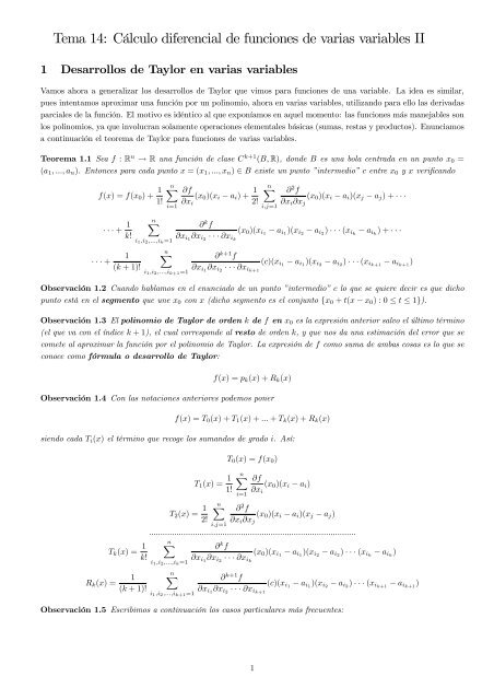 Tema 14: CÃ¡lculo diferencial de funciones de varias variables II