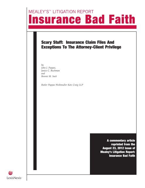 Insurance Bad Faith - Butler Pappas