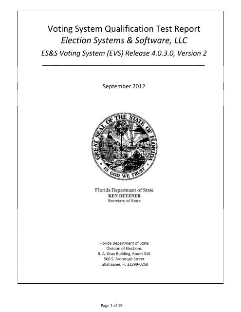Voting System Qualification Test Report Election Systems ...