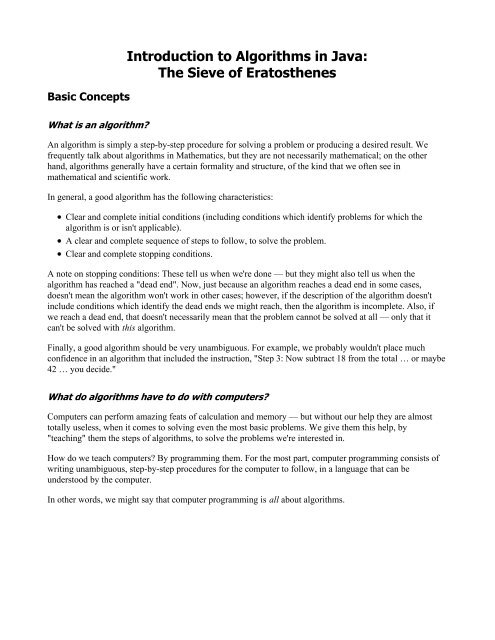 Introduction To Algorithms In Java The Sieve Of Eratosthenes
