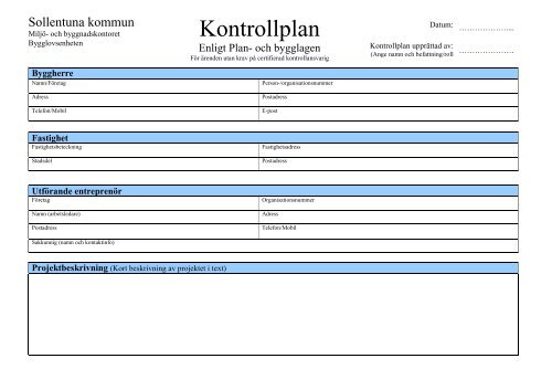 Kontrollplan - Sollentuna kommun