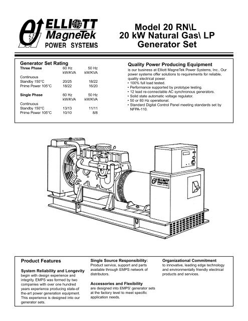 Model 20 RN\L 20 kW Natural Gas\ LP Generator Set - Western ...