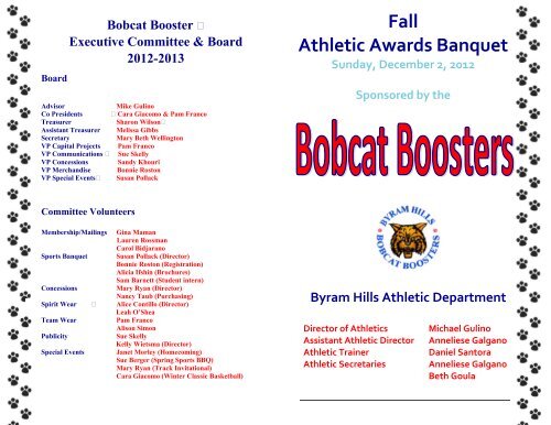 Fall Athletics Banquet Program