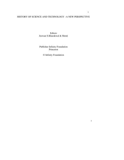 History of Science and Technology –A New Perspective