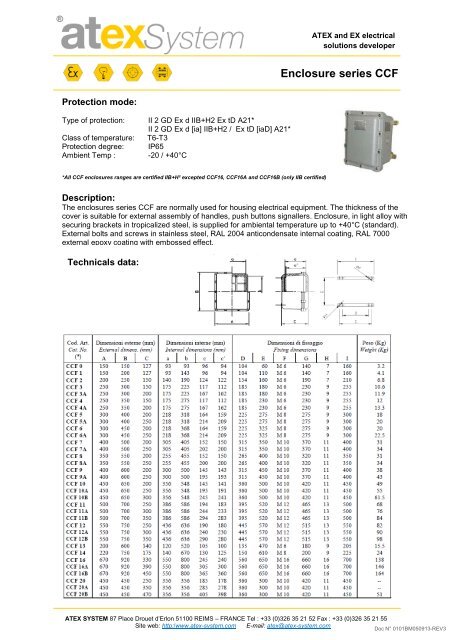 Enclosure series CCF - Atex System