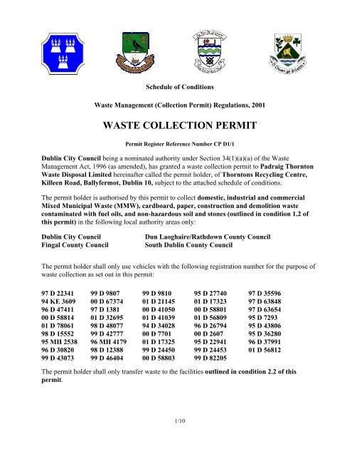 WASTE COLLECTION PERMIT - Thorntons Recycling
