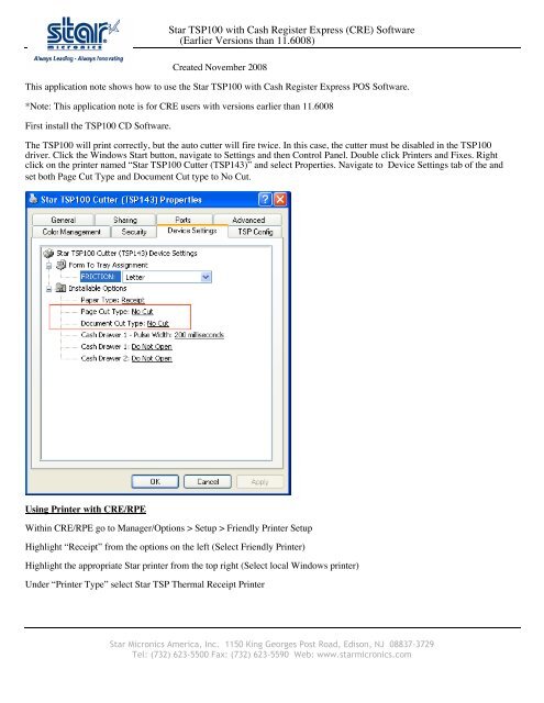 Star TSP100 with Cash Register Express (CRE ... - Star Micronics