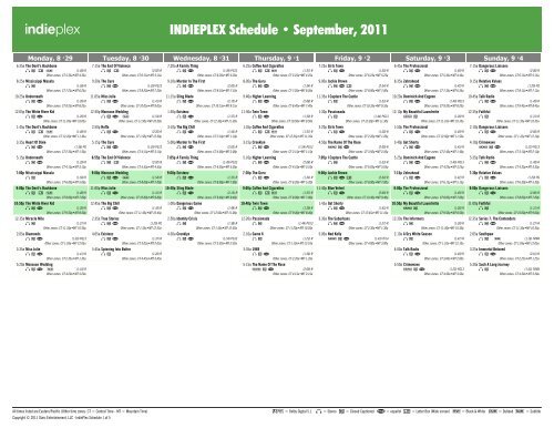 INDIEPLEX Schedule - September, 2011 - Starz