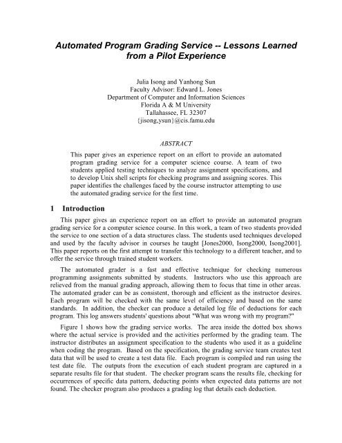 Automated Program Grading Service--Lessons Learned from a Pilot ...