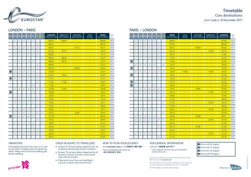 Download Eurostar timetable - Rail Plus