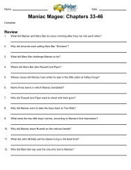 Maniac Magee: Chapters 1-10