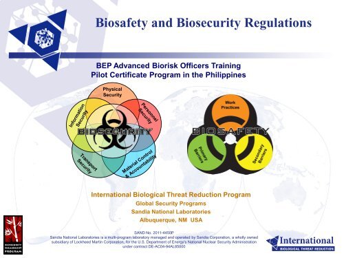 Biosafety and Biosecurity Regulations - Sandia National Laboratories
